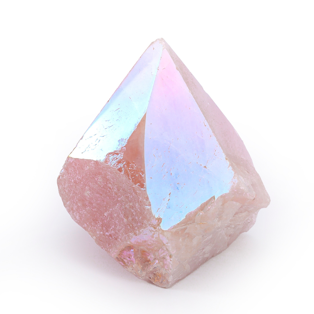 Angel Aura Coated Rose Quartz natural point self standing Mama Wunderbar