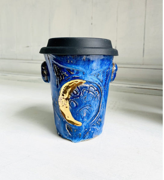 Crescent Moon Ceramic Holding Cup in Galaxy - Mama Wunderbar